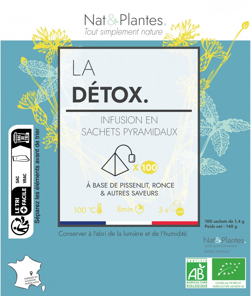Infusion bio sachets pyramidaux vrac DÉTOX | NAT&PLANTES